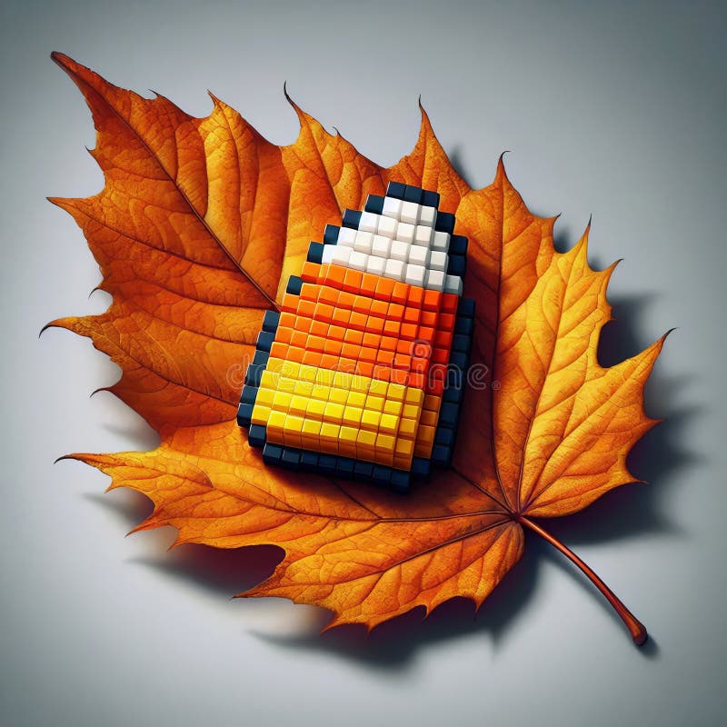 Macrorealism Pixel Art a Pixelated Candy Corn Kernel Rests on a Stock ...
