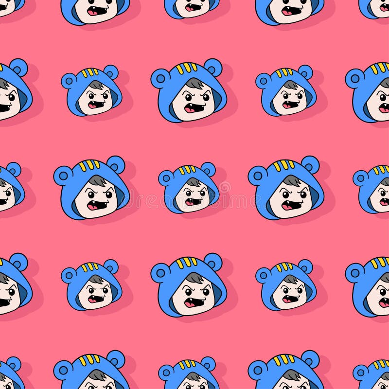 Mad Angry Kid Seamless Repeat Pattern. Background Illustration Stock ...