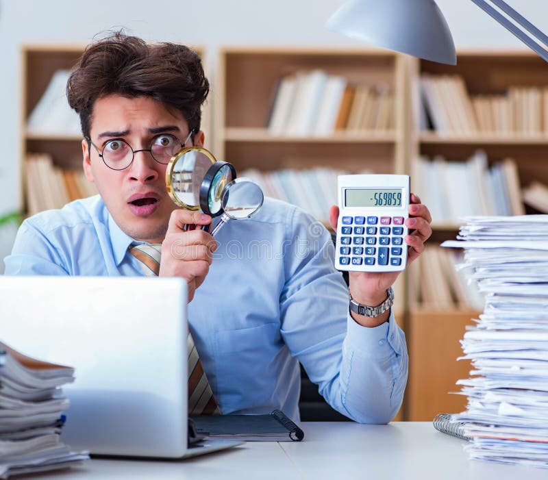 The Mad Auditor Looking for Errors in the Report Stock Photo - Image of ...