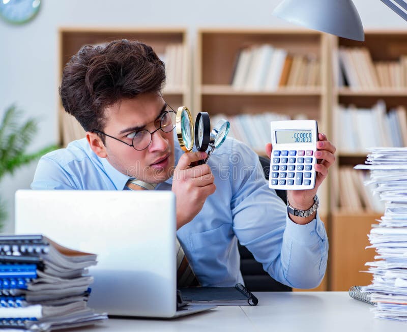 Mad Auditor Looking for Errors in the Report Stock Photo - Image of ...