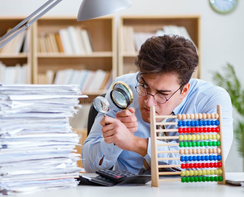 Mad Auditor Looking for Errors in the Report Stock Photo - Image of ...
