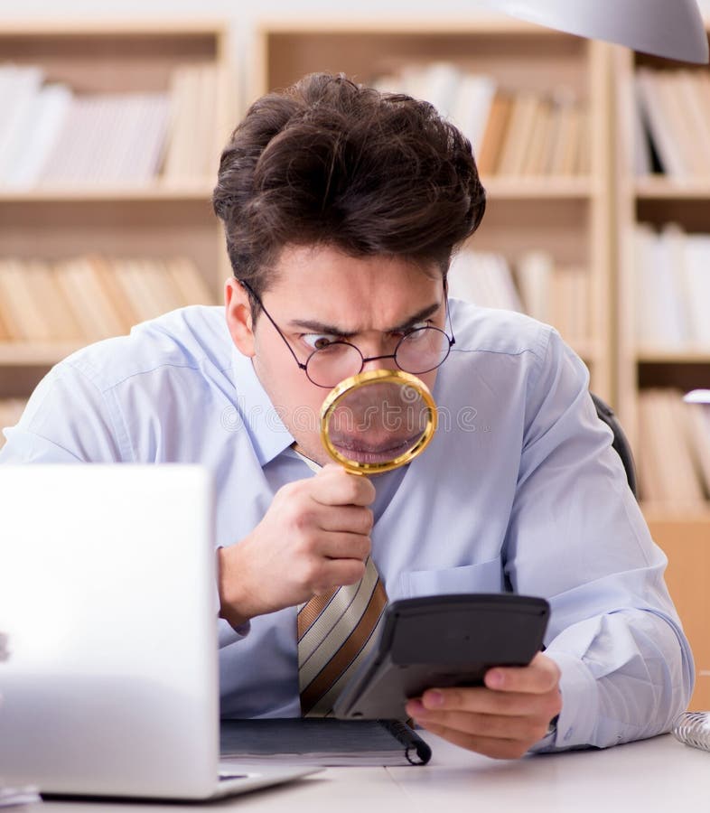 Mad Auditor Looking for Errors in the Report Stock Image - Image of ...
