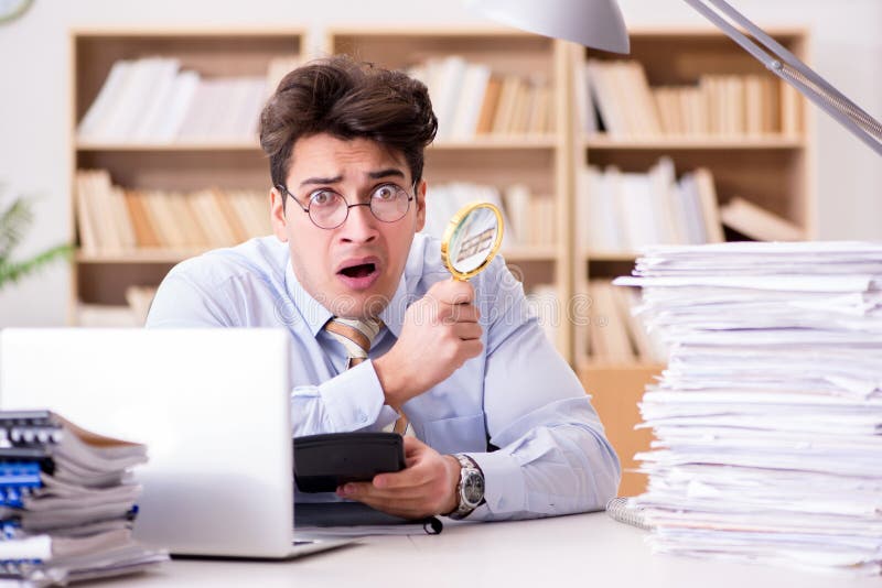 The Mad Auditor Looking for Errors in the Report Stock Image - Image of ...