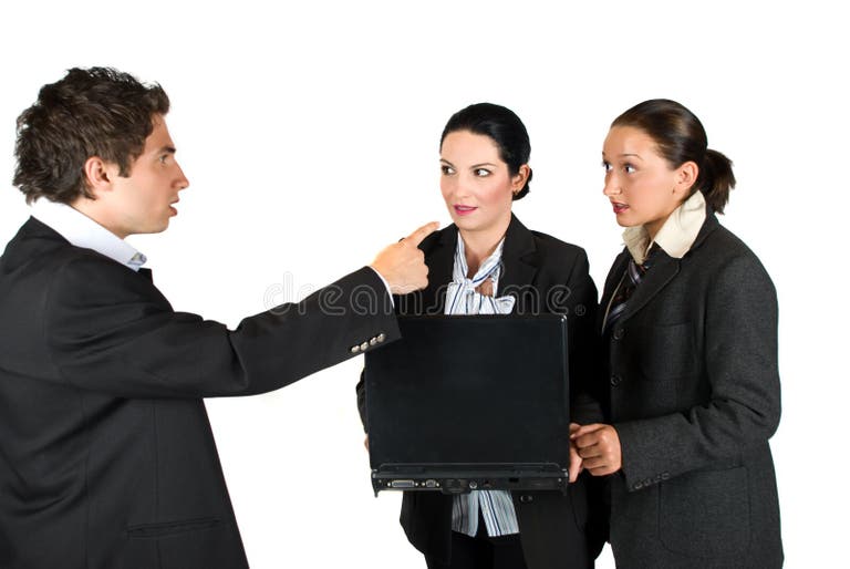 Mad boss with employees stock photo. Image of authority - 9341152
