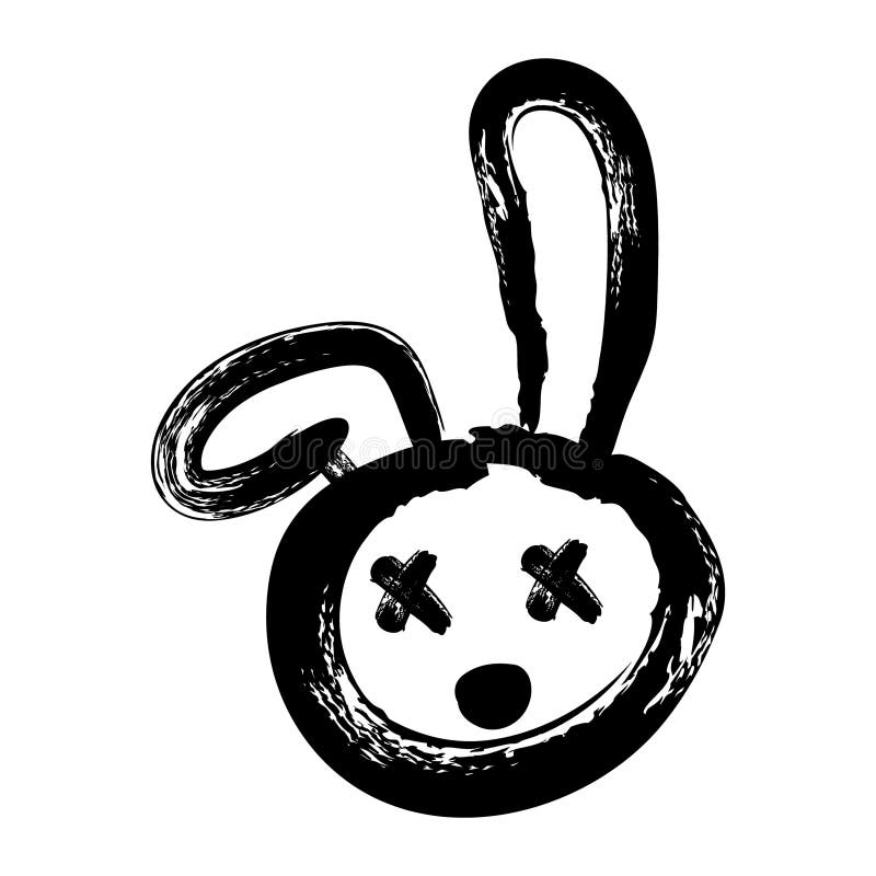 Mad Bunny Geometric Shape Brush Doodle Stock Illustration ...