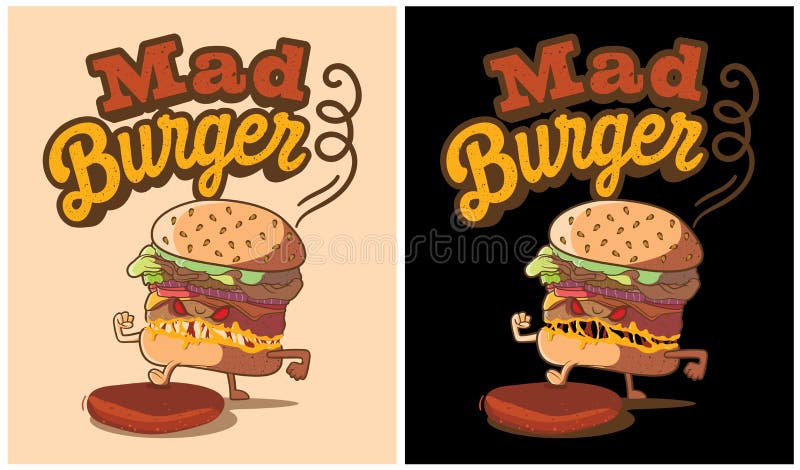 Mad Burger-Burger Lover stock vector. Illustration of funny - 252011064