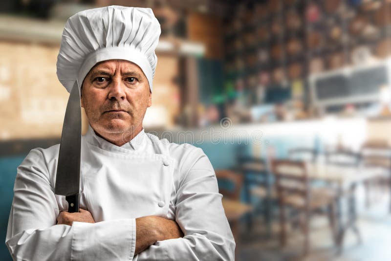 Mad cook with his knife stock photo. Image of look, cook - 101337272