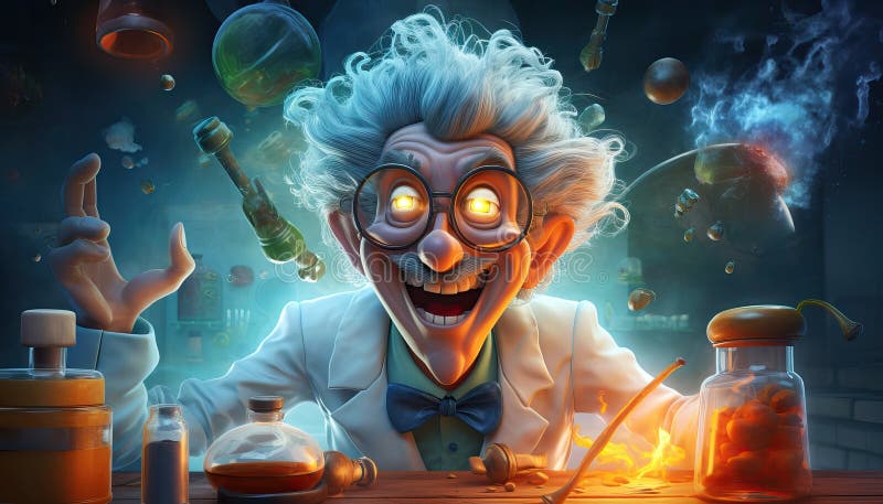 Mad Crazy Scientist Doctor Doing Experiments in a Laboratory Stock ...