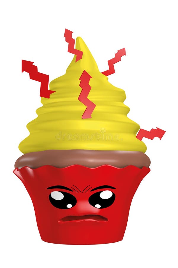 Isolated Angry Cupcake Cartoon Character Stock Vector - Illustration of ...