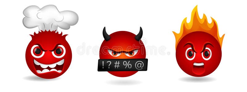 Mad Devil Emoji with Red Flames, Grumpy Expression, and Angry Mood ...