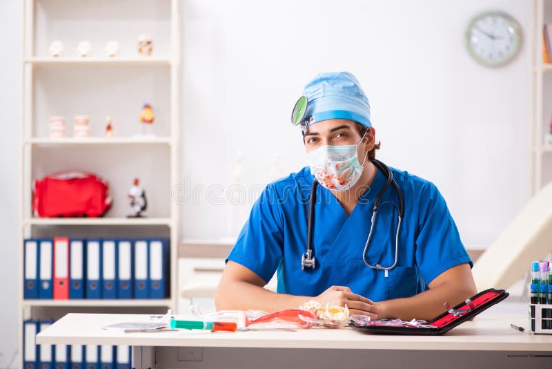 The Mad Doctor Working in the Clinic Stock Photo - Image of cardiology ...