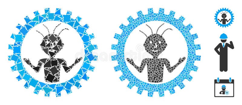 Mad Engineer Mosaic Icon of Ragged Items Stock Vector - Illustration of ...