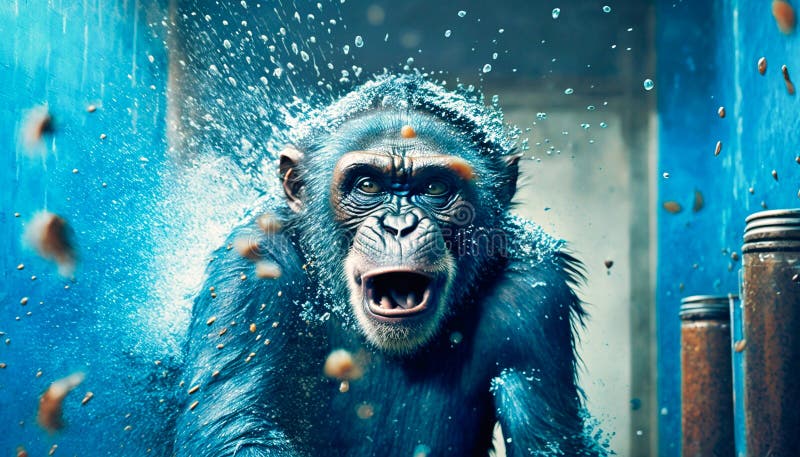 Mad Monkey Water Splashes Light Blue, Generative AI Stock Illustration ...