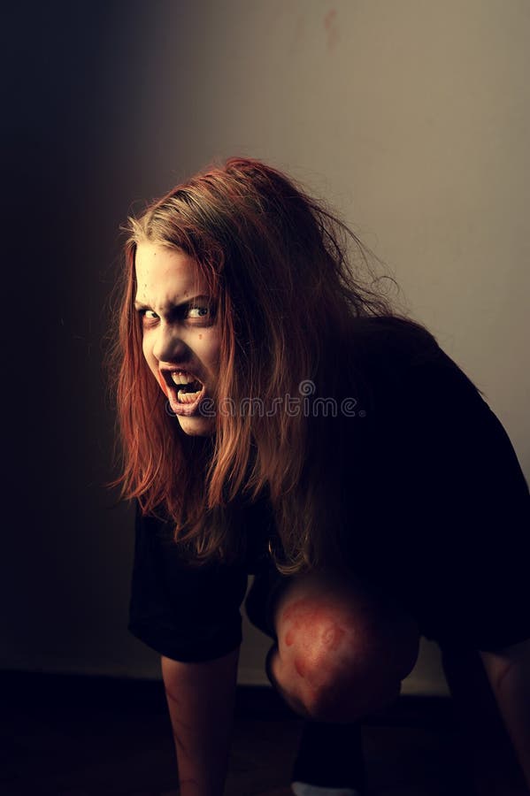 Mad possessed girl stock image. Image of derenged, horror - 42654421