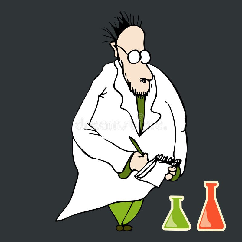 Cartoon Illustration. Mad Professor. Science Experiment Stock ...