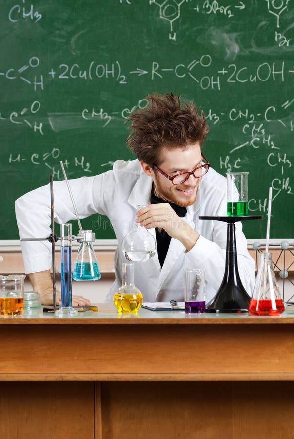 Mad professor laughs stock image. Image of experiment - 34416875