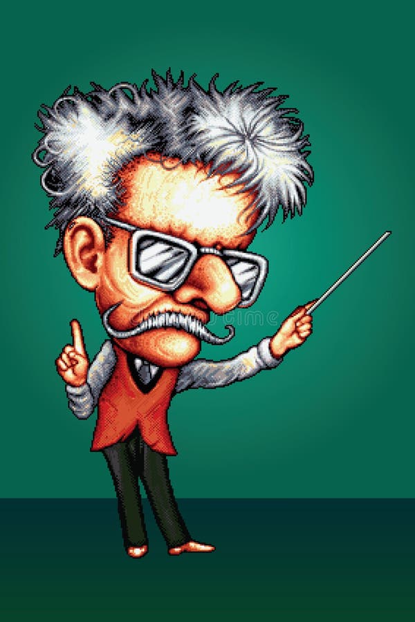 Mad Professor - Retro Pixel Style Vector Illustration Stock ...