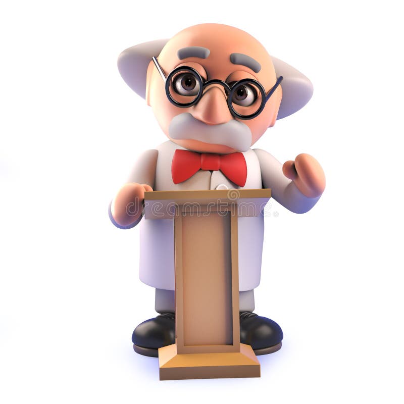 3D Character With Lectern And Projector Screen Stock Illustration ...