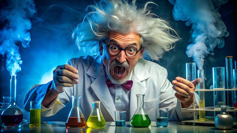 Mad Scientist or Crazy Professor Character in Science Lab. Stock ...