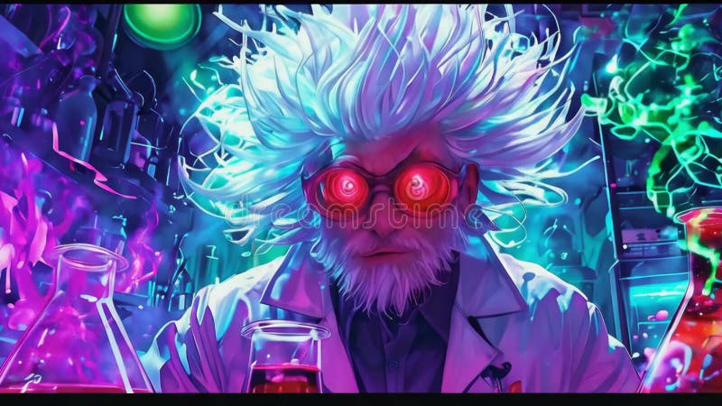Mad Scientist, Professor Doing Experiment for Science. Character in ...