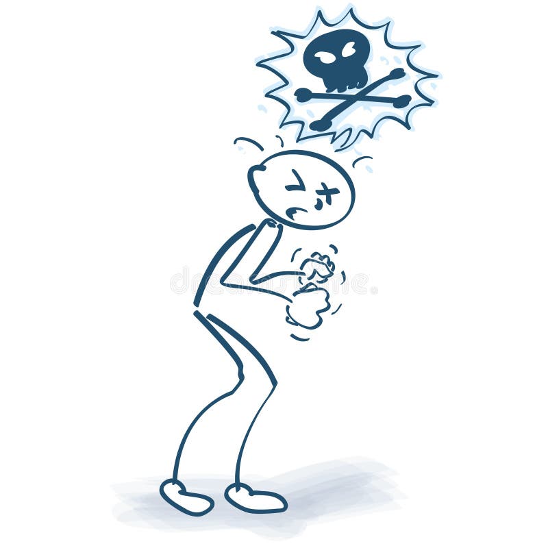 Mad Stick Figure with a Skull Stock Vector - Illustration of cramped ...