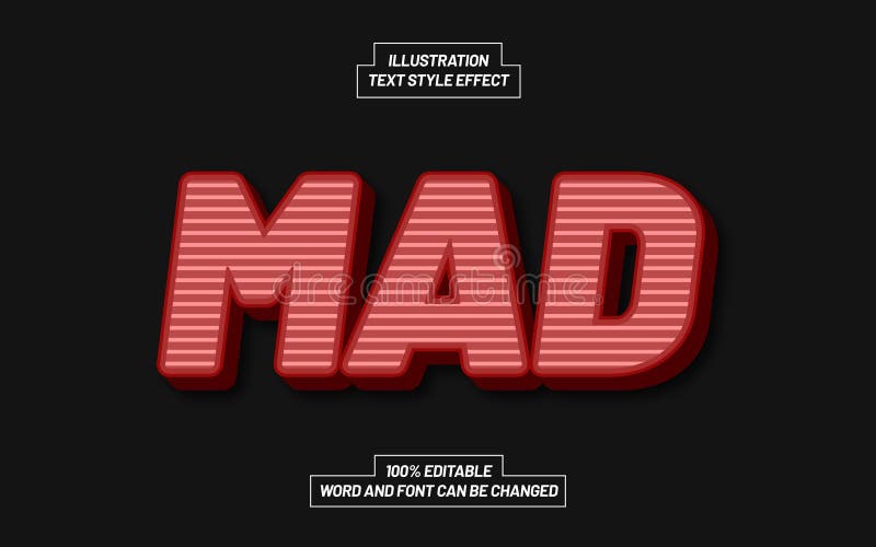 Mad Red Text Style Effect stock vector. Illustration of background ...