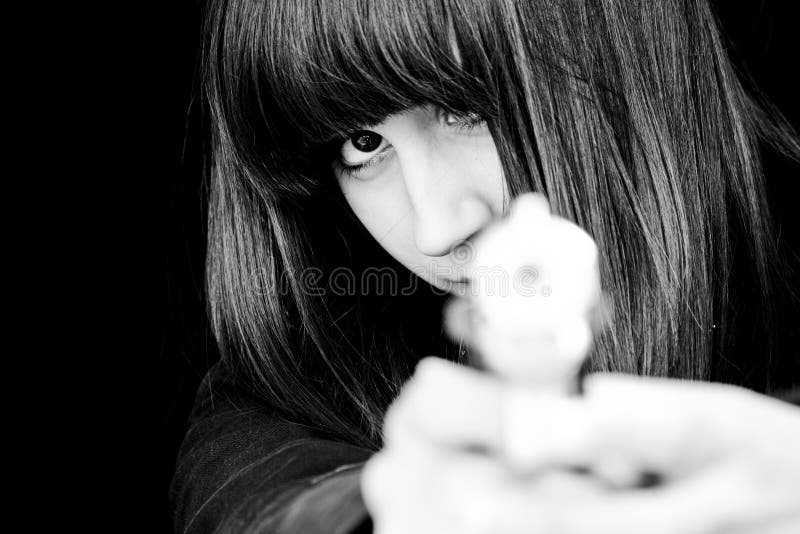 Mad woman with gun stock image. Image of pointing, portrait - 4230489