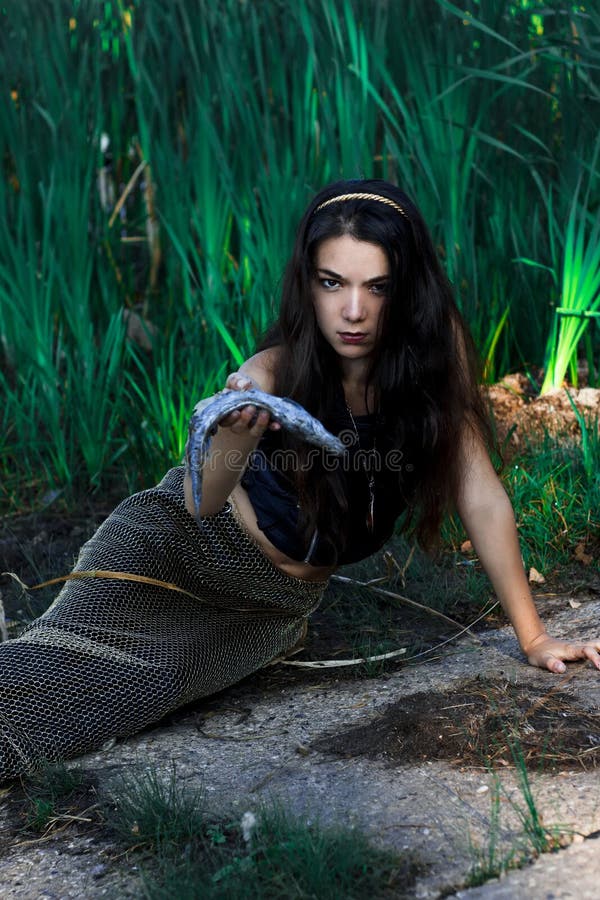 Angry Dangerous Mermaid Eating Fish Stock Photo - Image of fish, river ...
