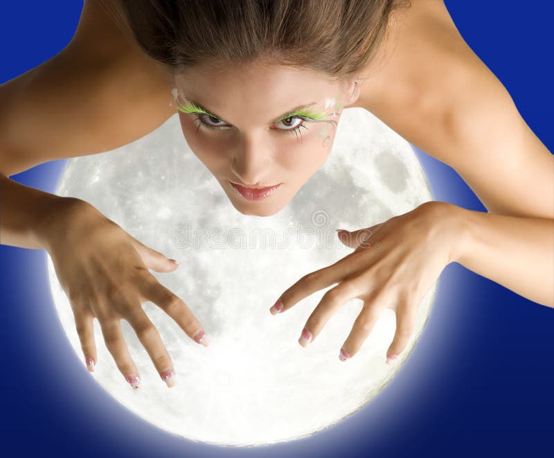 Mad woman moon stock photo. Image of action, fashion, eyebrows - 5750886