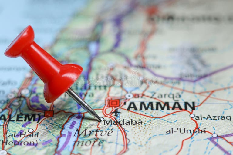 Madaba, Jordan pin on map stock photo. Image of europe - 372791846