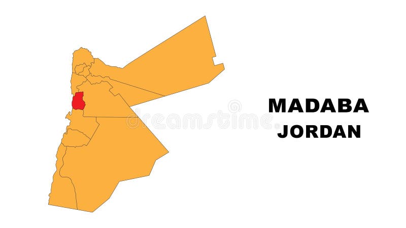 Madaba Map in Jordan. Vector Map of Jordan Stock Vector - Illustration ...