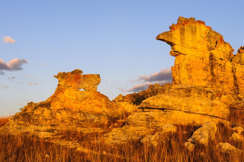 Wierd Rock Formation Seven Bulls in Kirghizia Stock Photo - Image of ...