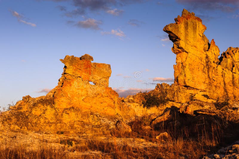 Wierd Rock Formation Seven Bulls in Kirghizia Stock Photo - Image of ...
