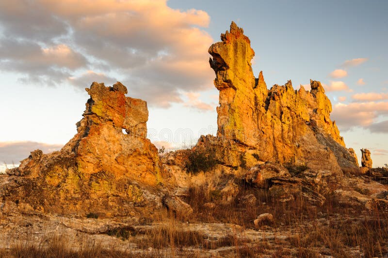 Wierd Rock Formation Seven Bulls in Kirghizia Stock Photo - Image of ...