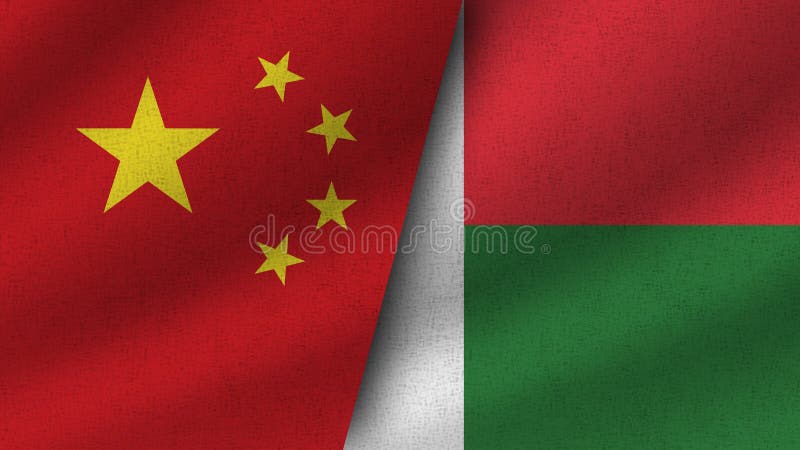 Madagascar and China Realistic Two Flags Together Stock Illustration ...