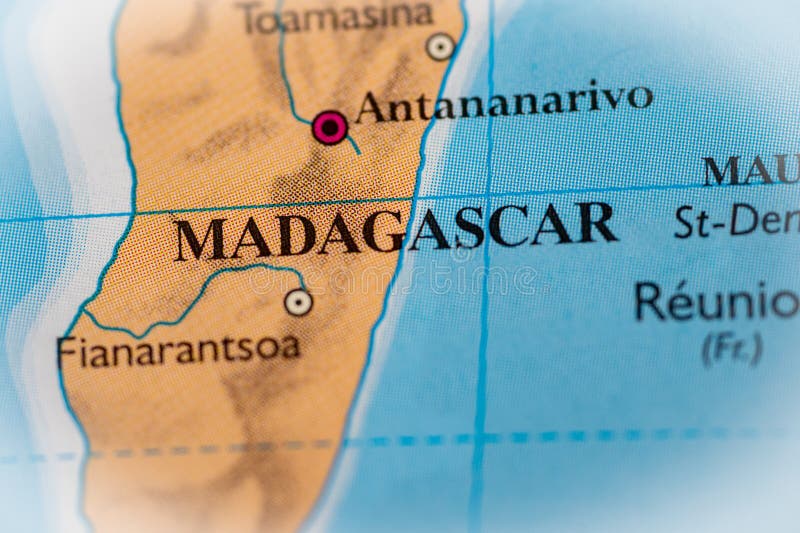 Madagascar Highlighted on a World Map Stock Image - Image of ...