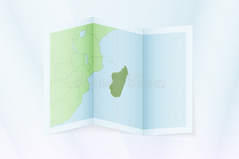 Madagascar Map, Folded Paper with Madagascar Map Stock Vector ...