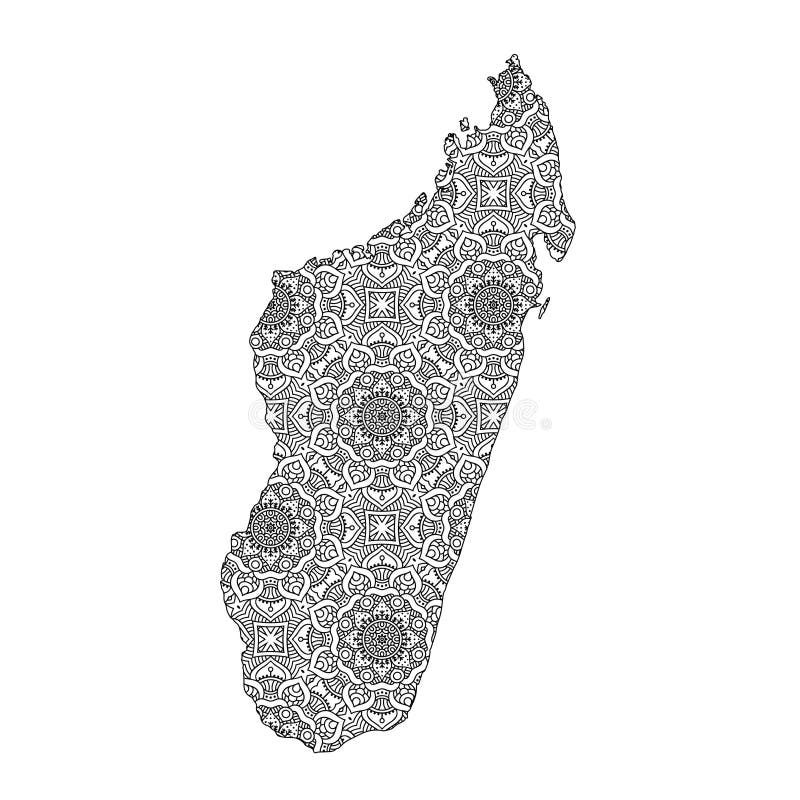 Madagascar Map with Mandala Design Stock Vector - Illustration of icon ...