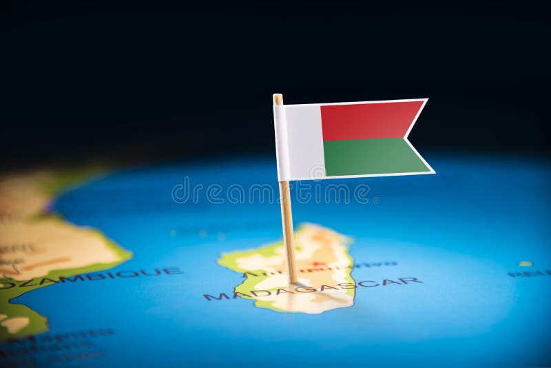 Madagascar Marked with a Flag on the Map Stock Photo - Image of ...
