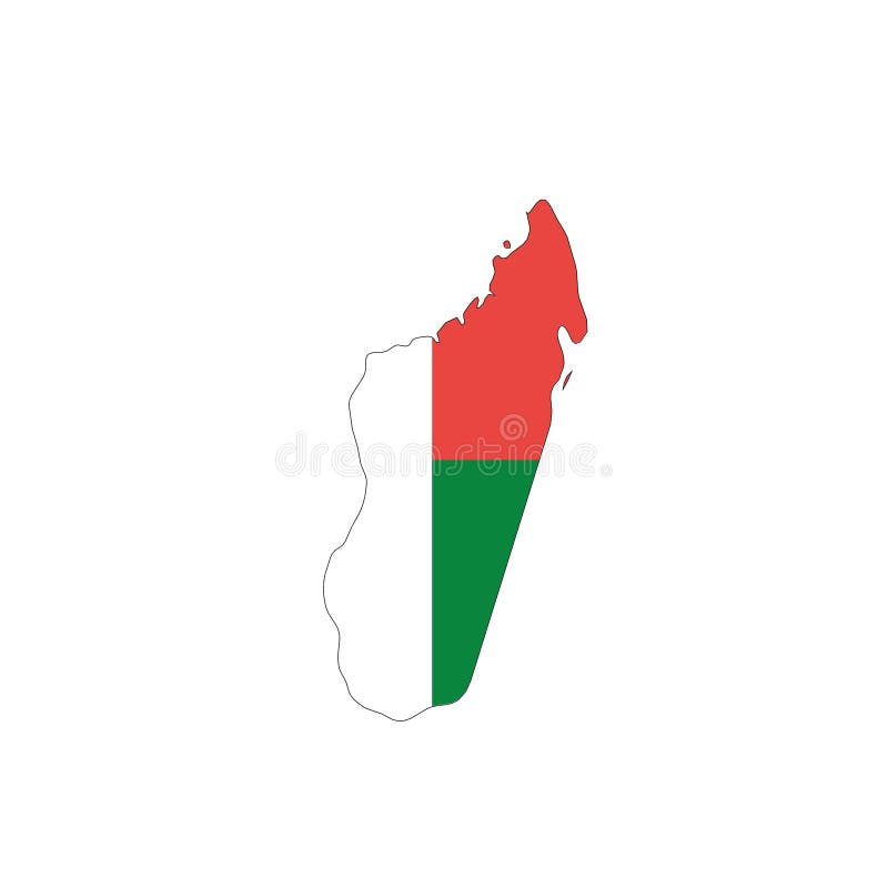 Madagascar National Flag in a Shape of Country Map Stock Vector ...