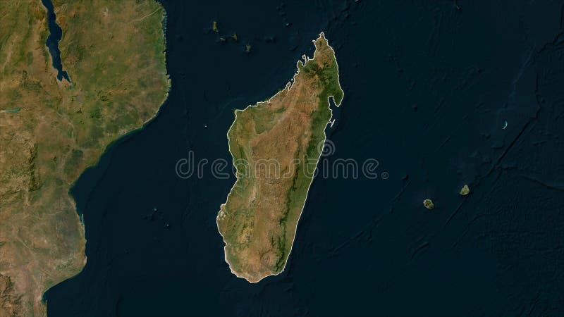 Madagascar Outlined. Low-res Satellite Stock Illustration ...