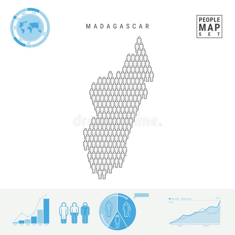 Madagascar People Icon Map. Stylized Vector Silhouette of Madagascar ...