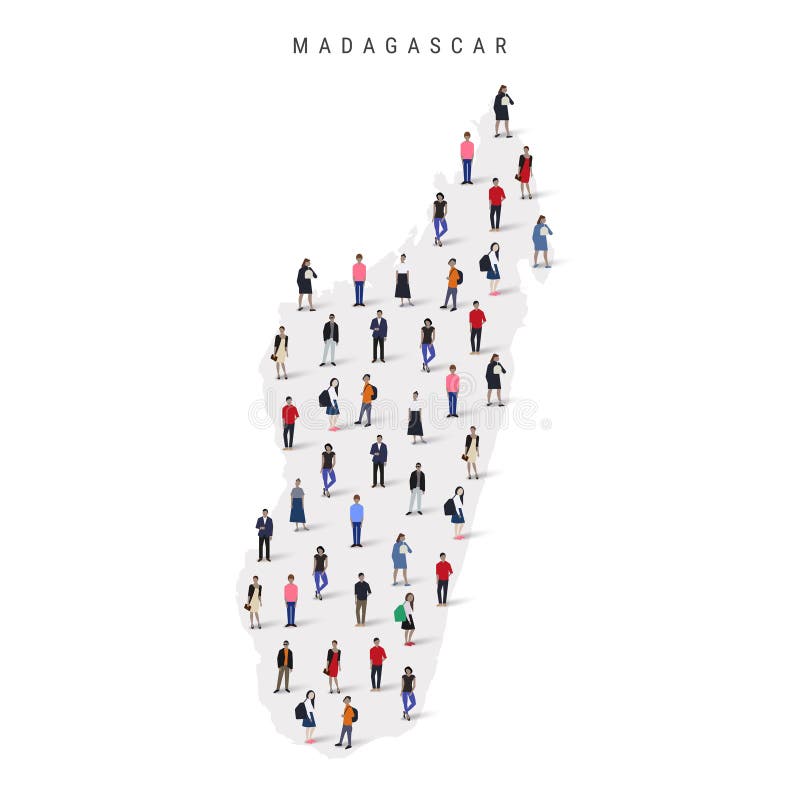 Madagascar Population Map. Large Group of People in a Shape of Republic ...