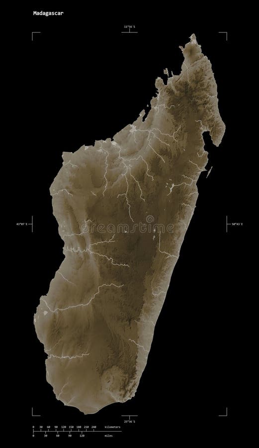 Madagascar Shape on Black. Sepia Stock Illustration - Illustration of ...