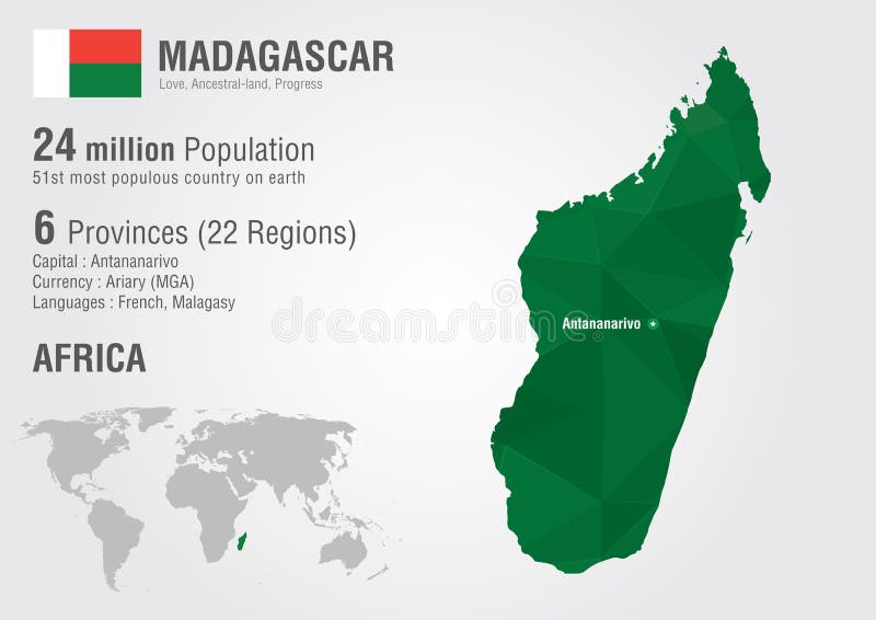 Madagascar World Map with a Pixel Diamond Texture. Stock Vector ...