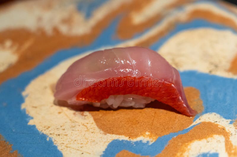 Madai Sushi in Omakase Course - Red Sea Bream Sushi Stock Photo - Image ...