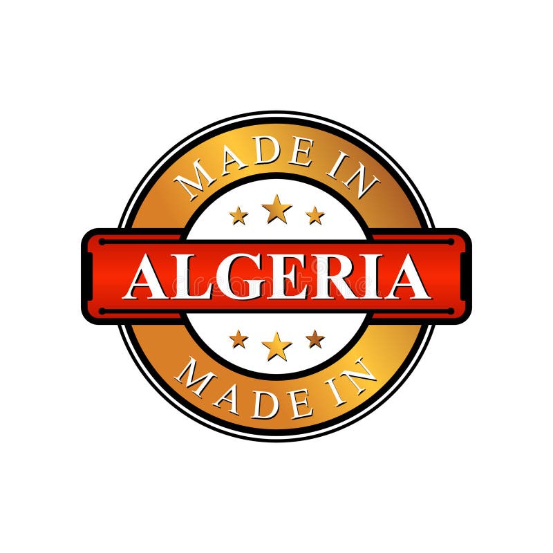 Made in Algeria Label Icon Emblem Isolated on White Background Stock ...