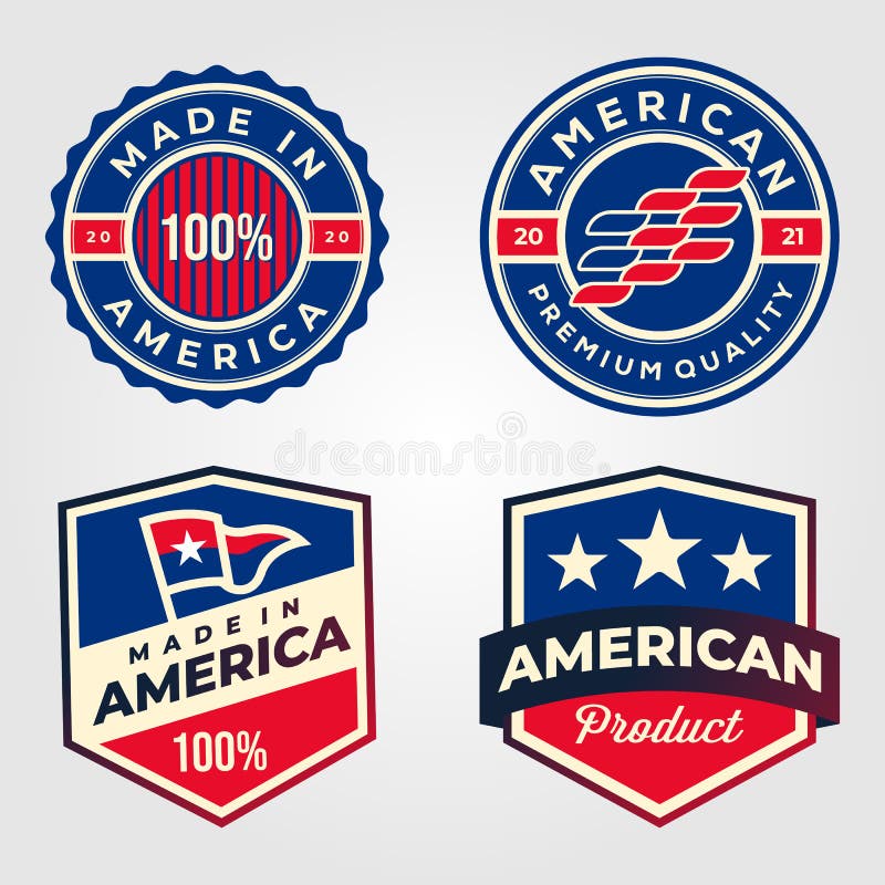 Made in America Usa Label Set Retro Illustration Design Stock Vector ...