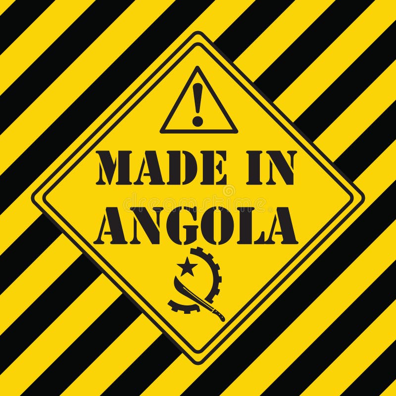 MADE IN ANGOLA Metallic Badge With National Flag Isolated On White ...