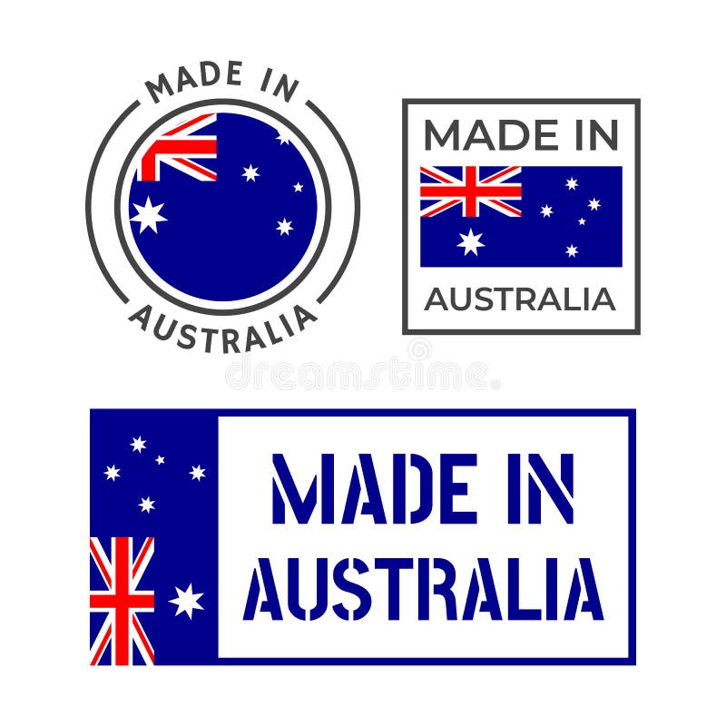Made in Australia Icon Set, Made in Commonwealth of Australia Product ...